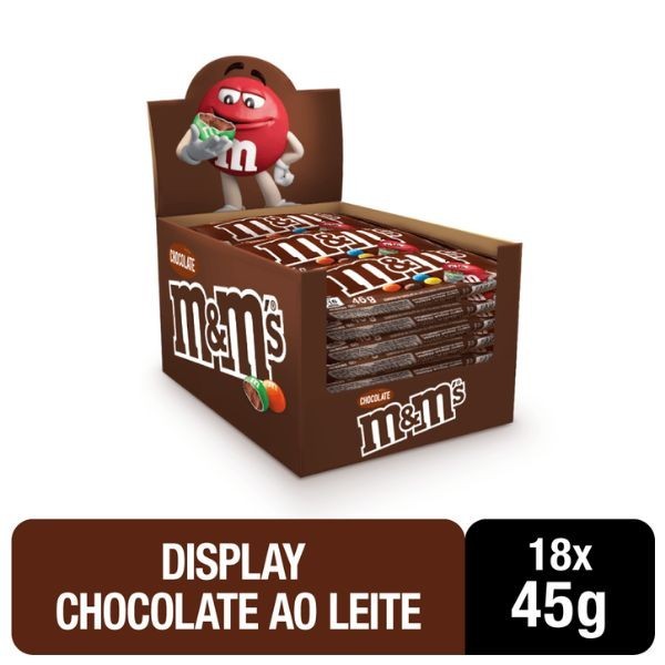 Confeito M&M' Chocolate Ao Leite 45g Mars Caixa Display MM M&Ms 18 Unid ...