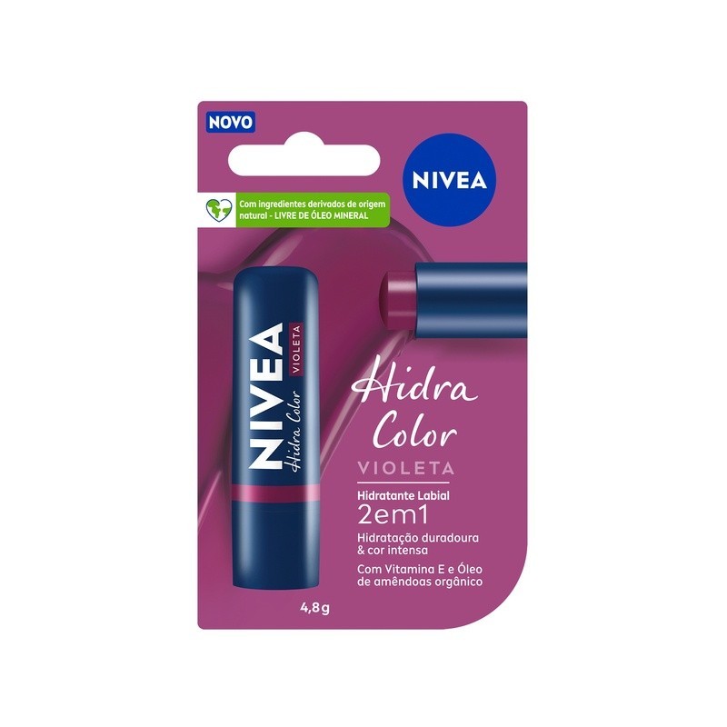 NIVEA BATOM LABIAL VIOLETA HIDRATAÇAO E COR 2 EM 1 4,8G LANÇAMENTO ...