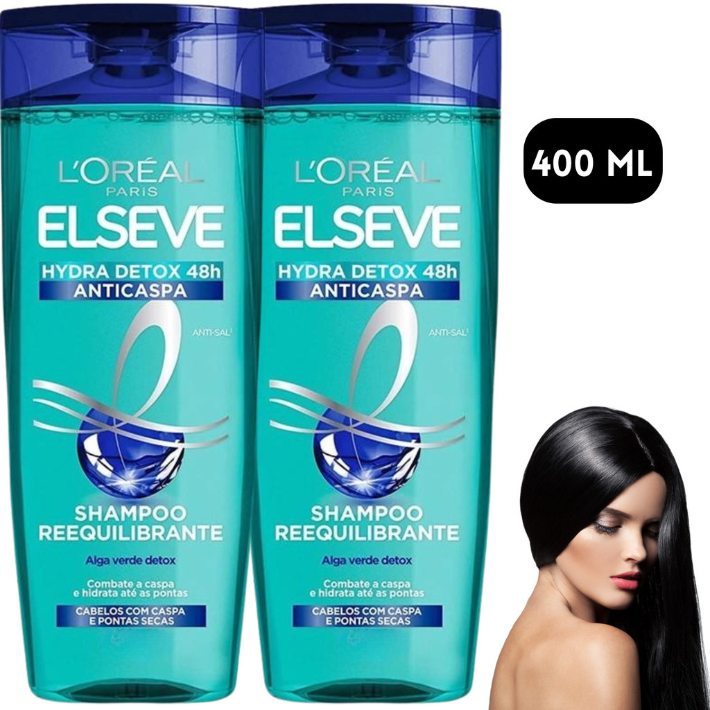 Kit Elseve Loreal Paris Shampoo Hydra Detox Anticaspa 48H 400ML Alga ...