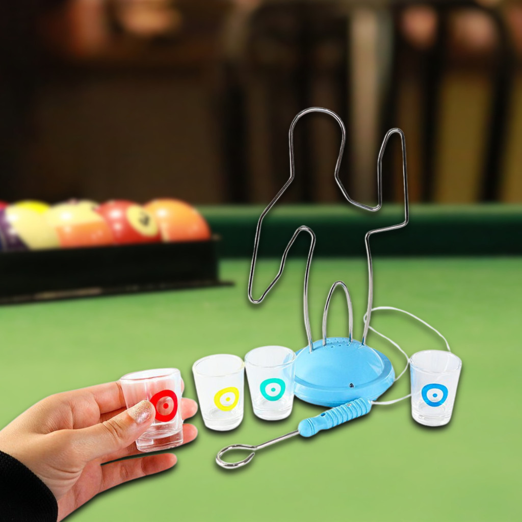 Jogo Boneco Elétrico com Copos de Dose Brinquedo Drink Shot Bebida Tequila Choque Vareta Arco ...