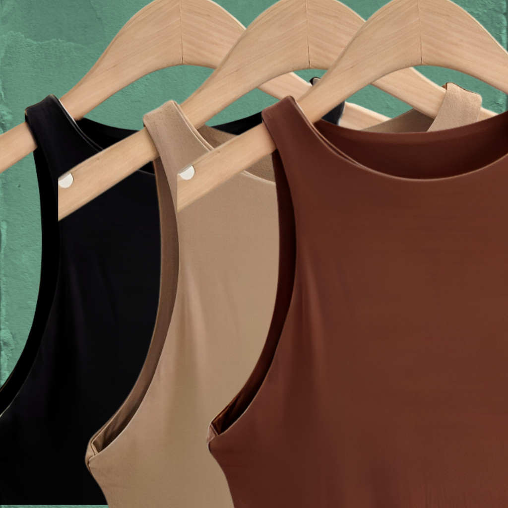 Kit 3 Regatas Feminina Forro Duplo Blusinha Suplex Básica Elegante ...
