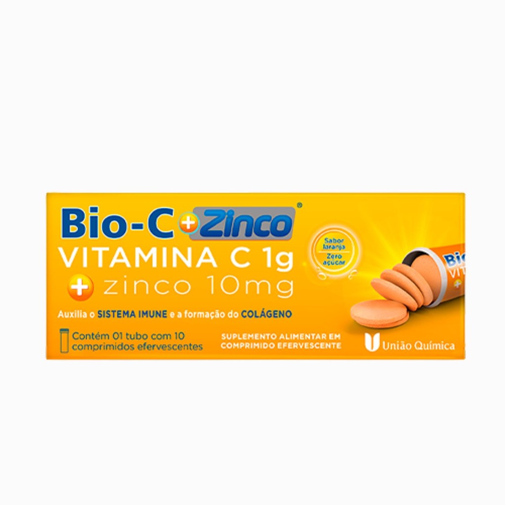 Bio C+Zinco Vitamina C 10mg Com 10 Comprimidos Efervecentes | Shopee Brasil