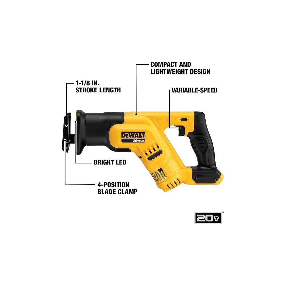 DEWALT Serra Sabre Compacta 20V MAX* Ion-Litio Sem Bateria e Sem ...