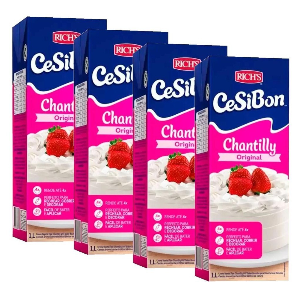 Kit com 4un de Chantilly Cesibon Original 1 litro – RICHS | Shopee Brasil