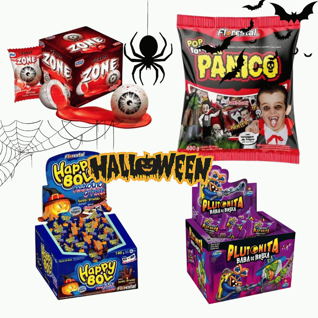 Kit Halloween Bala Pirulito Chiclete Sortido | Shopee Brasil