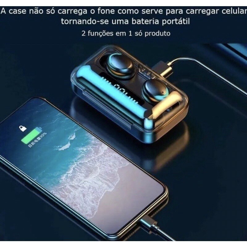 Fone M10 De Ouvido bluetooth 5.1 Sem Fio tws Estéreo Com Pod Carregador ...
