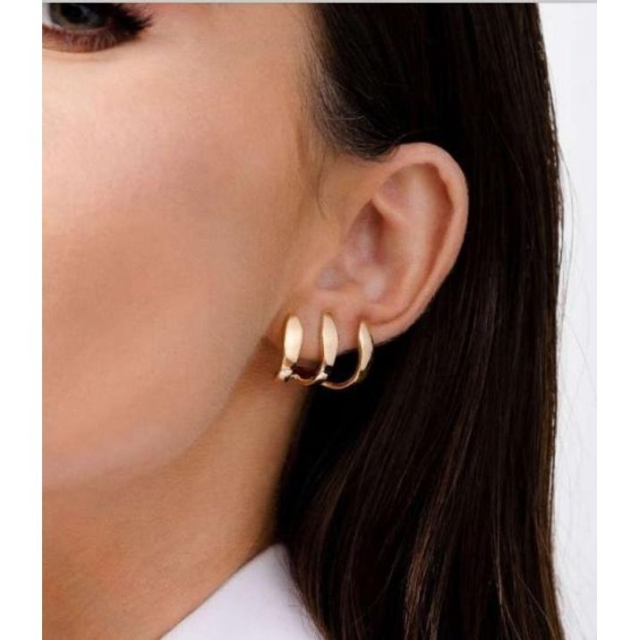 BRINCO EAR CUFF TRES PONTAS (SEMIJOIA) | Shopee Brasil