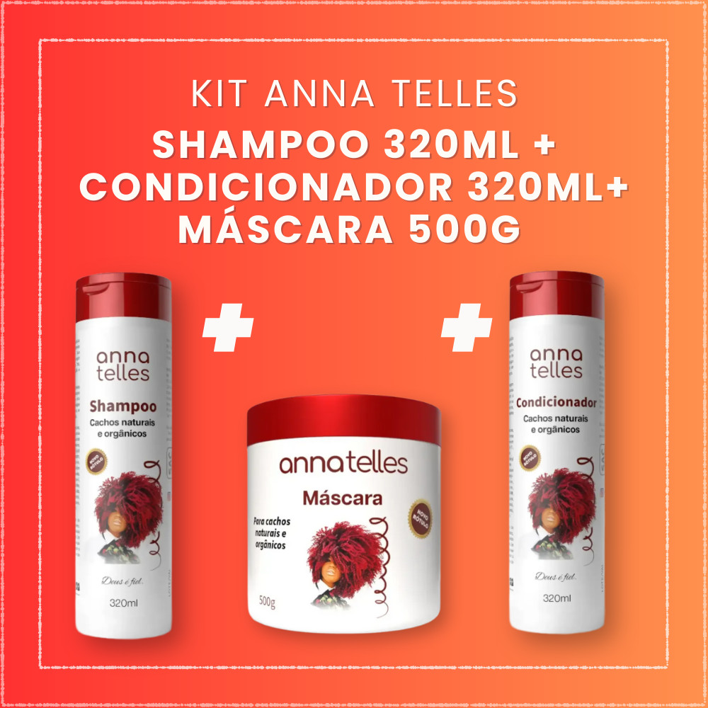 Kit Anna Telles Shampoo 320ml + Condicionador 320ml + Máscara 500g ...