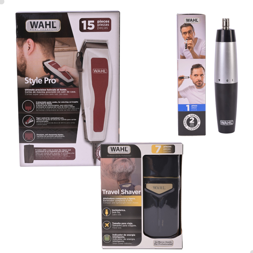 Kit Wahl Home Care Total 360 - Travel Shaver + Nasal Trimmer + Style ...
