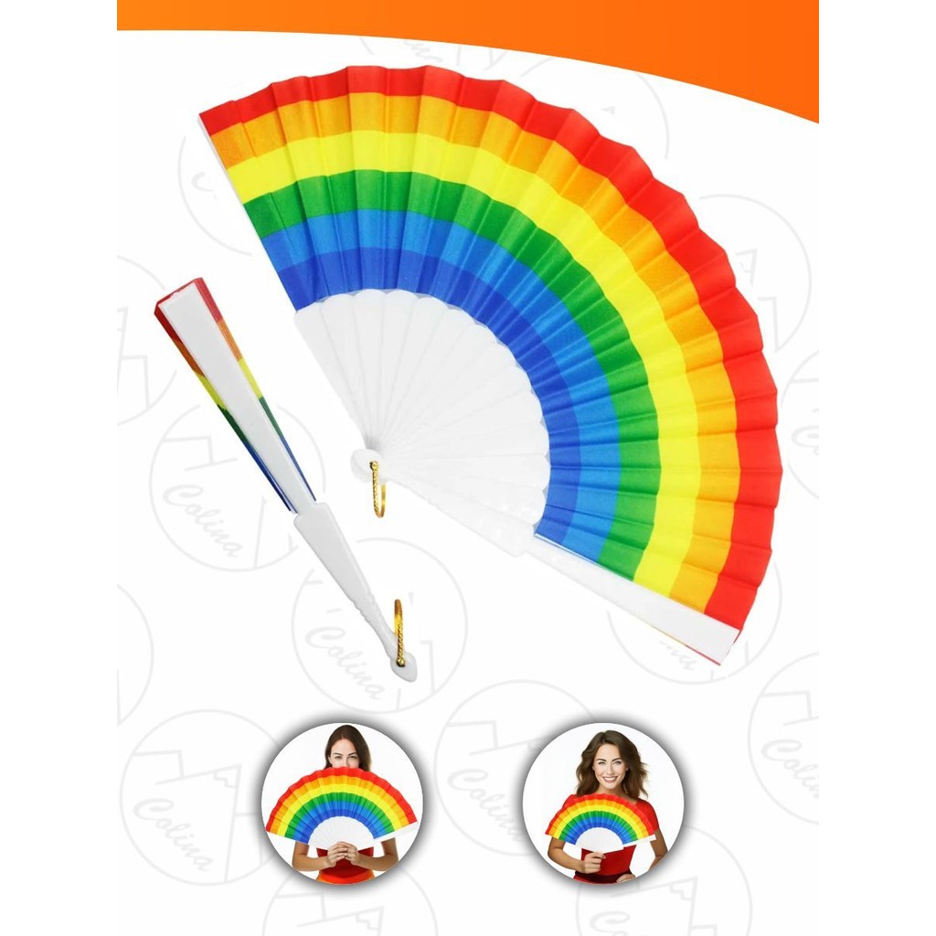 Leque Colorido Arco-íris Grande Para Festa Dança Carnaval Decoração ...