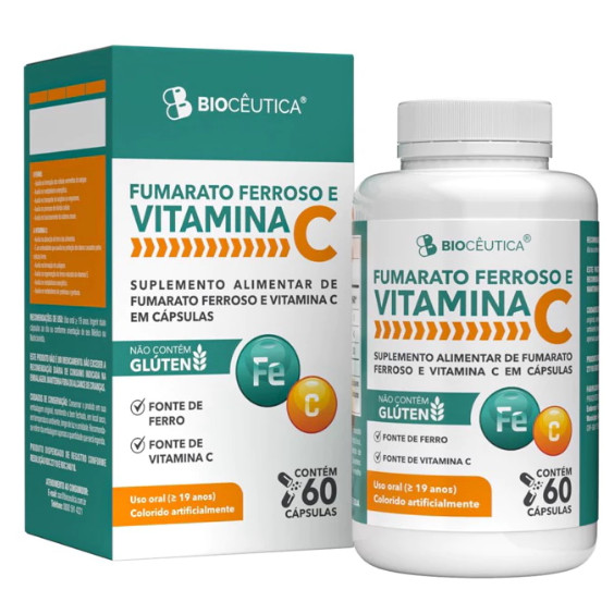 Vitamina C e Ferro Fumarato Ferroso - 60 Cápsulas | Shopee Brasil