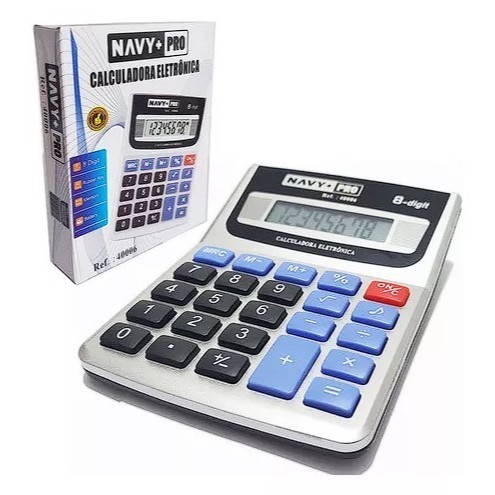 Calculadora Eletrônica 8 Dígitos Navy Pro Portátil de Mesa Escritório ...