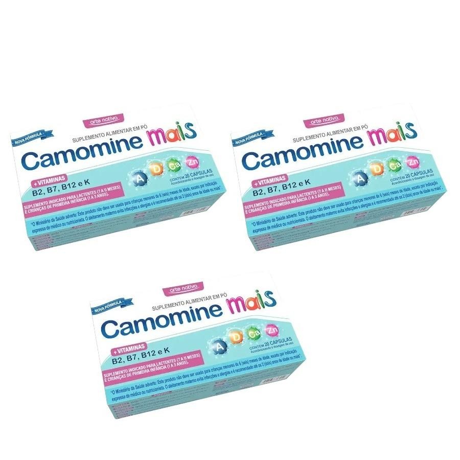 Kit 3 Camomine C, D3 Sabor Camomila E Funcho 20 Cápsulas | Shopee Brasil