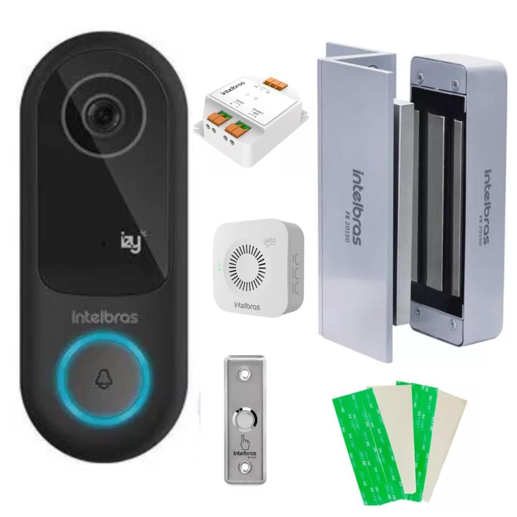 Kit Videoporteiro IVW 3000+ + Fechadura Eletroímã + Botoeira: Acesso ...