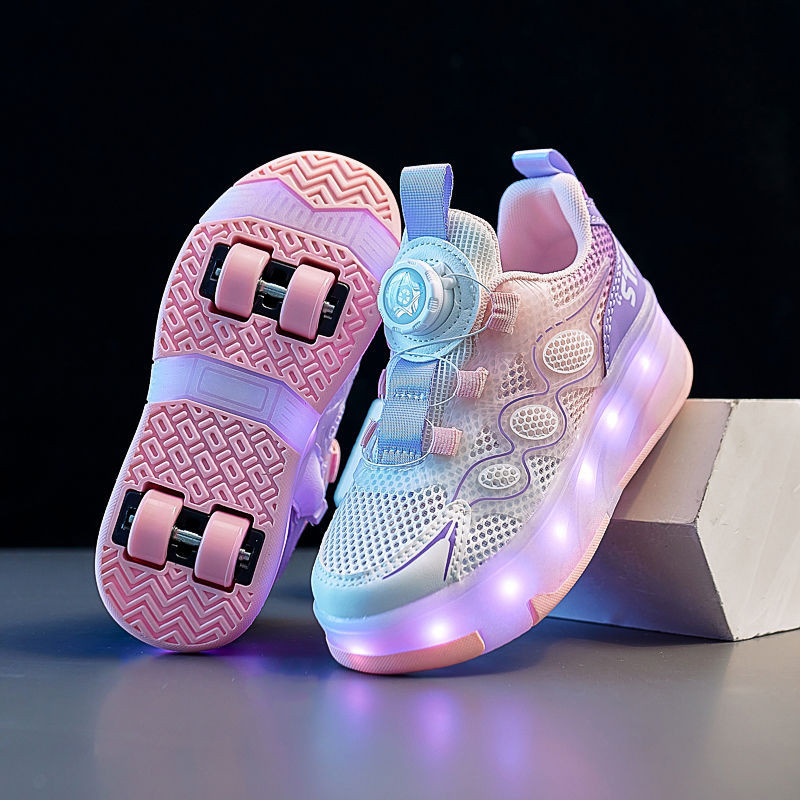 Sapatos de caminhada para meninas Verão 2024 Novas 4 rodas de roldanas ...