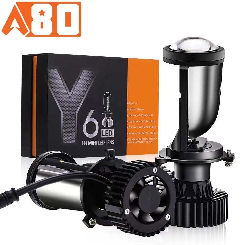 90W Y6 H4 LED Projetor Farol Lente Do Com Ventilador De Refrigeração ...