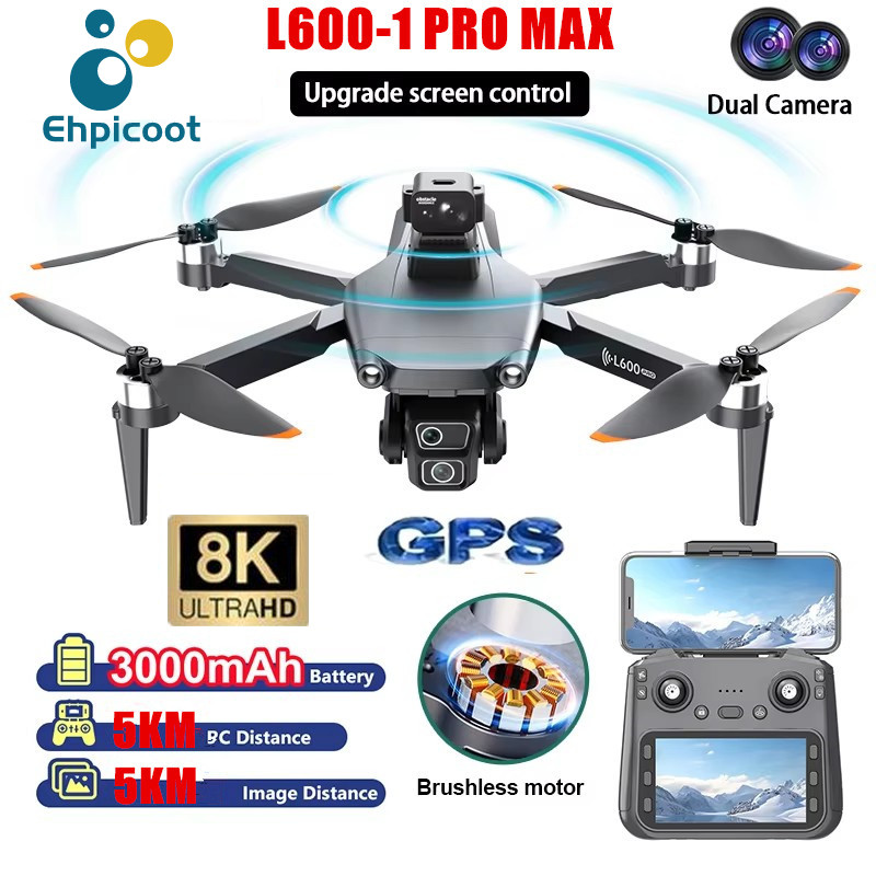 L600-1 Pro MAX GPS Drone 8K Profissional HD Câmera Dupla Com Tela 5G ...