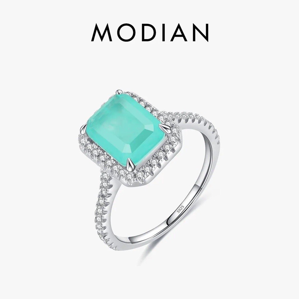 MODIAN 925 Sterling Silver Luxury Paraiba Tourmaline Rings For Women Banda De Noivado Jóias ...