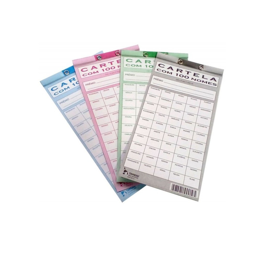 CARTELA DE RIFA 100 NOMES TAMOIO PCT 50X1 | Shopee Brasil