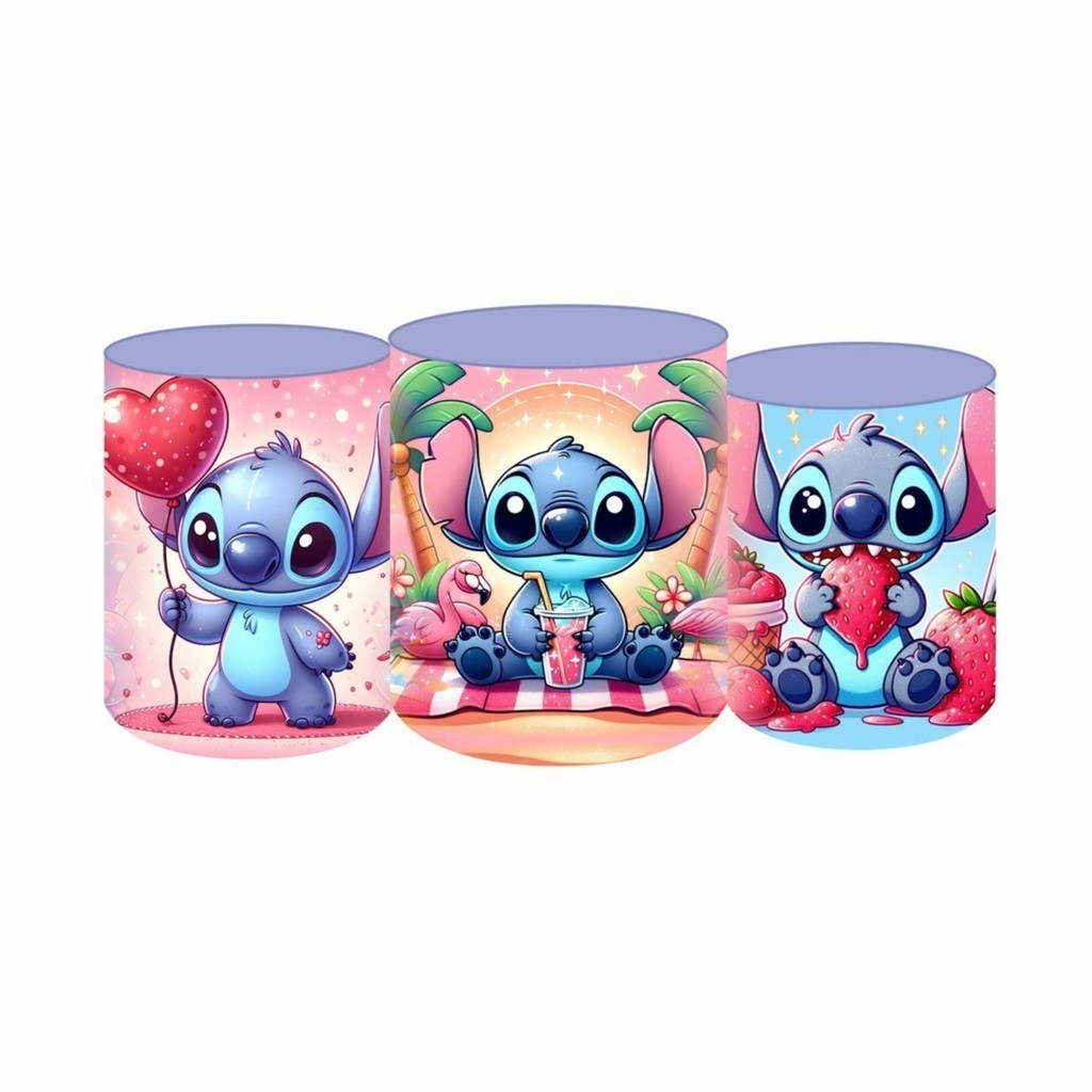 Trio Capas de Cilindro com Elástico Stitch Decorações Festa | Shopee Brasil