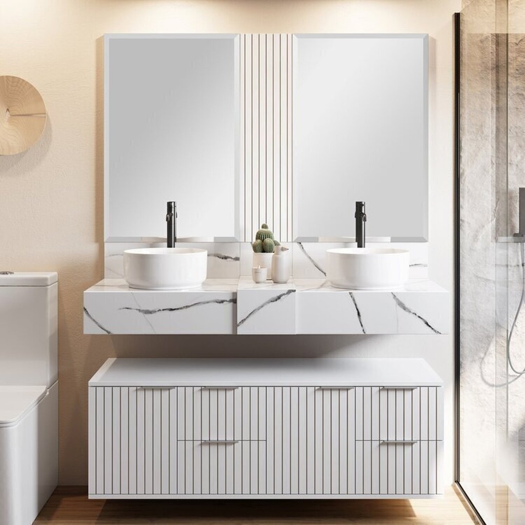 Conjunto para Banheiro Bancada em Porcelanato com Cuba de Apoio ...