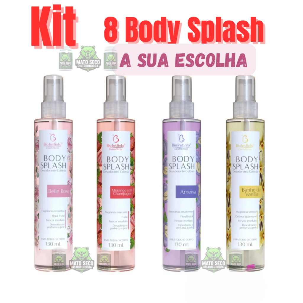 Kit com 8 Body Splash Desodorante Colônia Bio Instinto –130ml cada. | Shopee Brasil