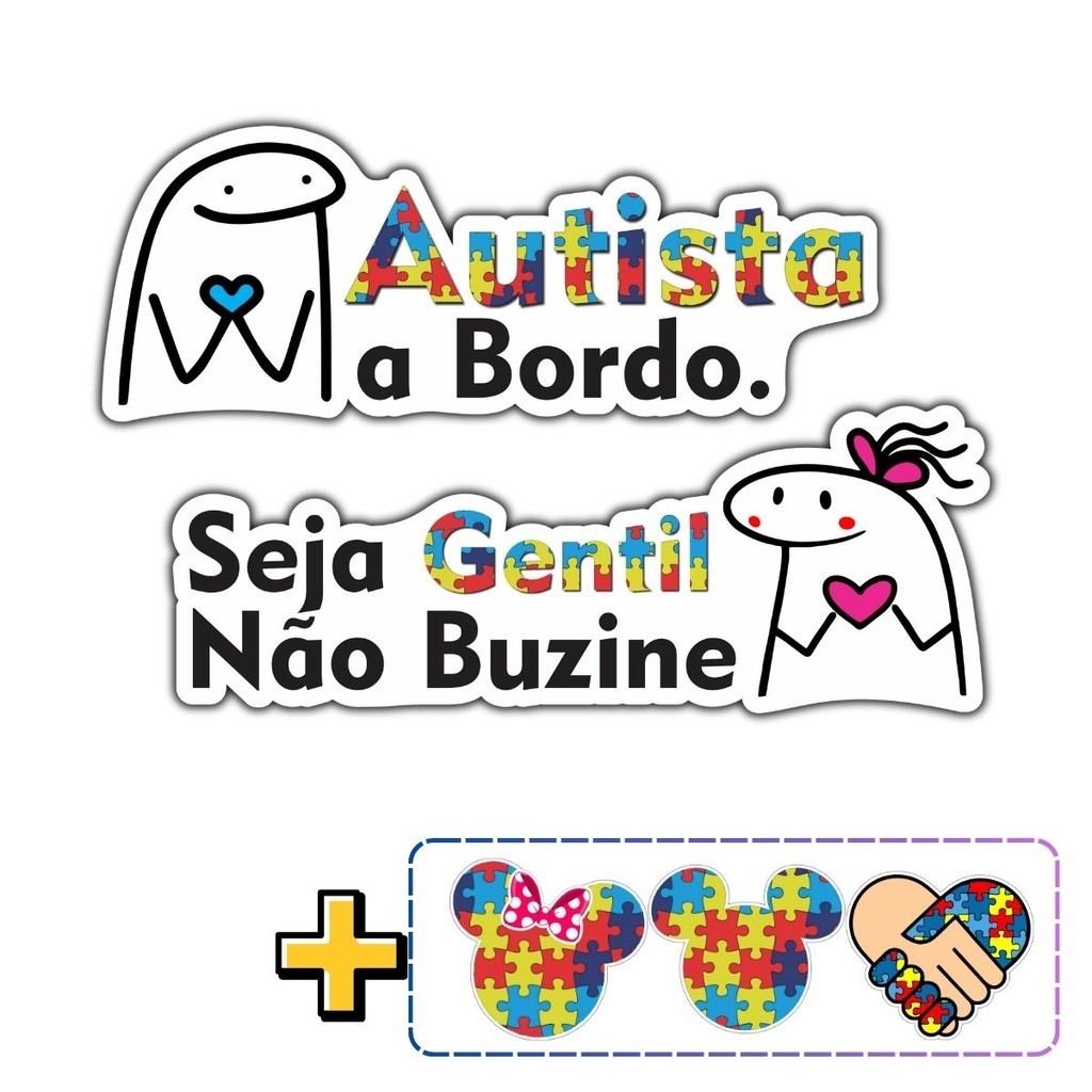 adesivo autismo flork carro autista a bordo 5 unid lei pcd | Shopee Brasil