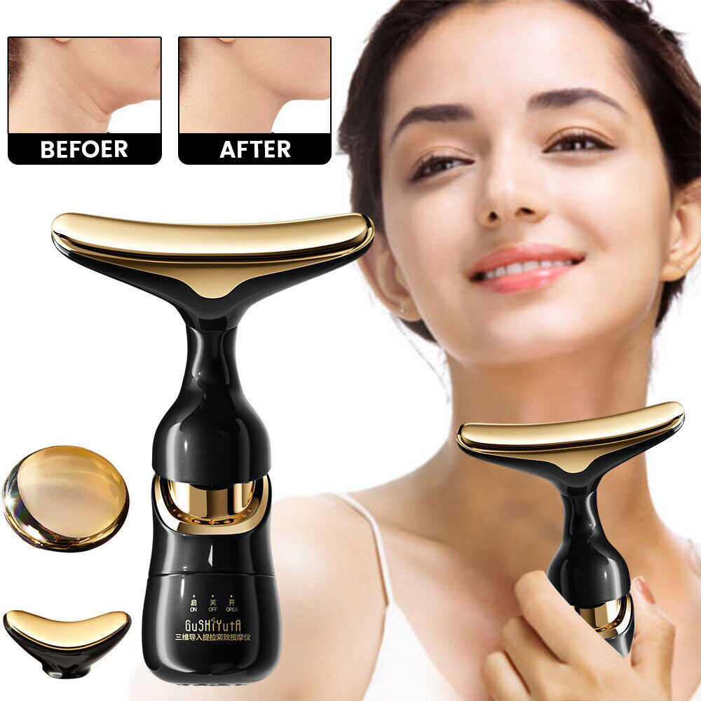 Massageador Facial 3 em 1, Dispositivo de Beleza para Pescoço, Face e ...