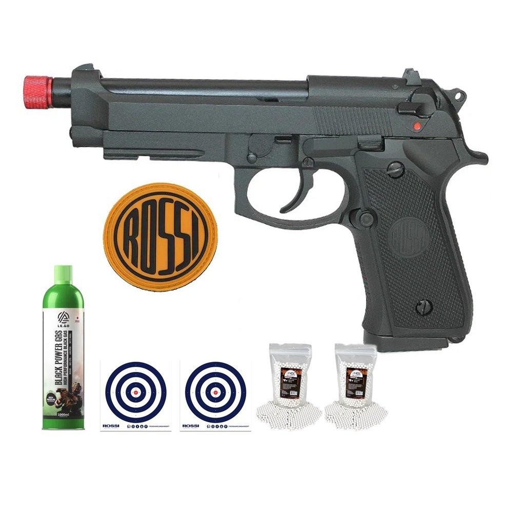 Pistola Airsoft GBB Beretta M92 Blowback Rossi+Gas+BBs+Alvos | Shopee Brasil