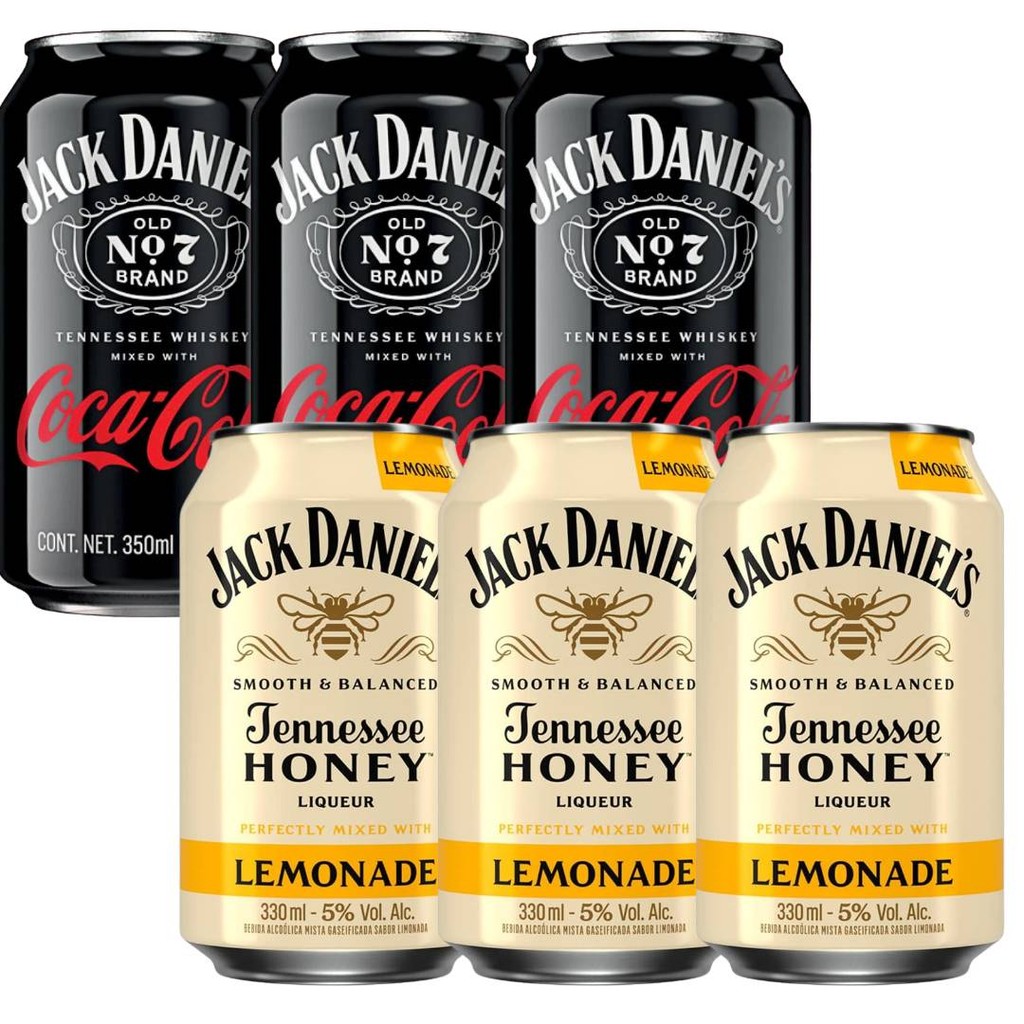 Kit Tennessee Whiskey Jack Daniels 3un Jack & Coca Cola 350ml + 3un ...