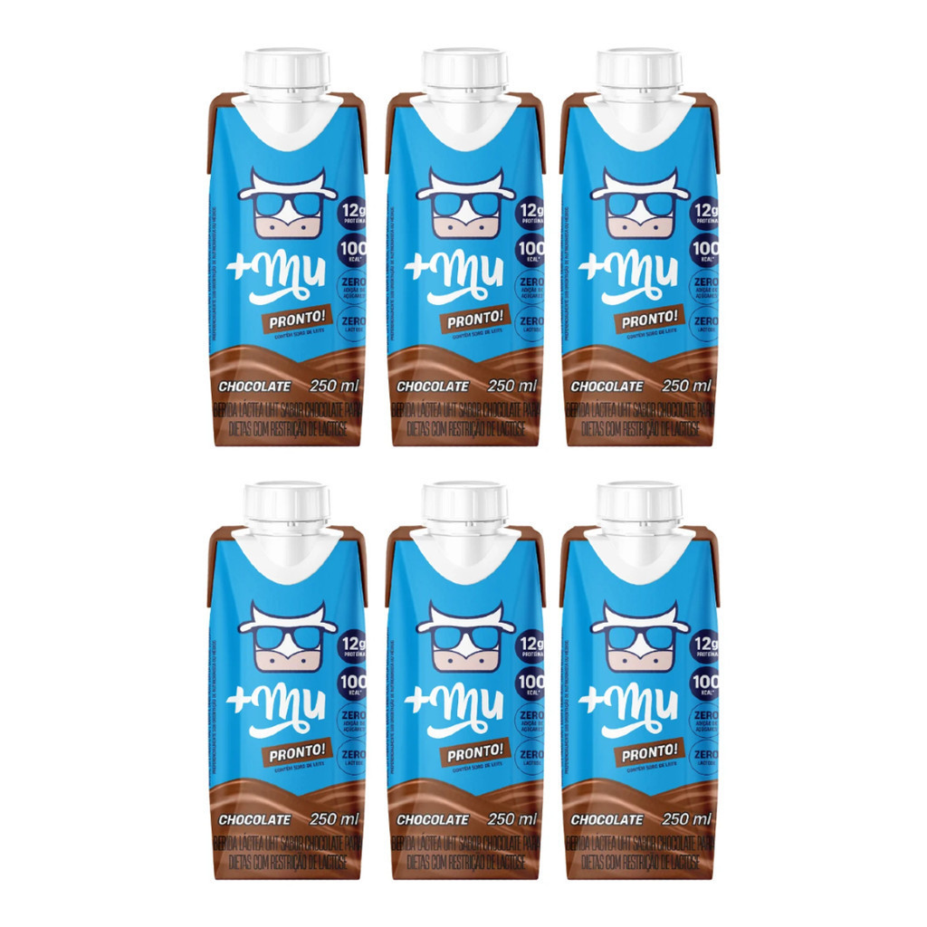 6 Mais Mu +mu Bebida Pronta Pronto Chocolate Whey Protein | Shopee Brasil