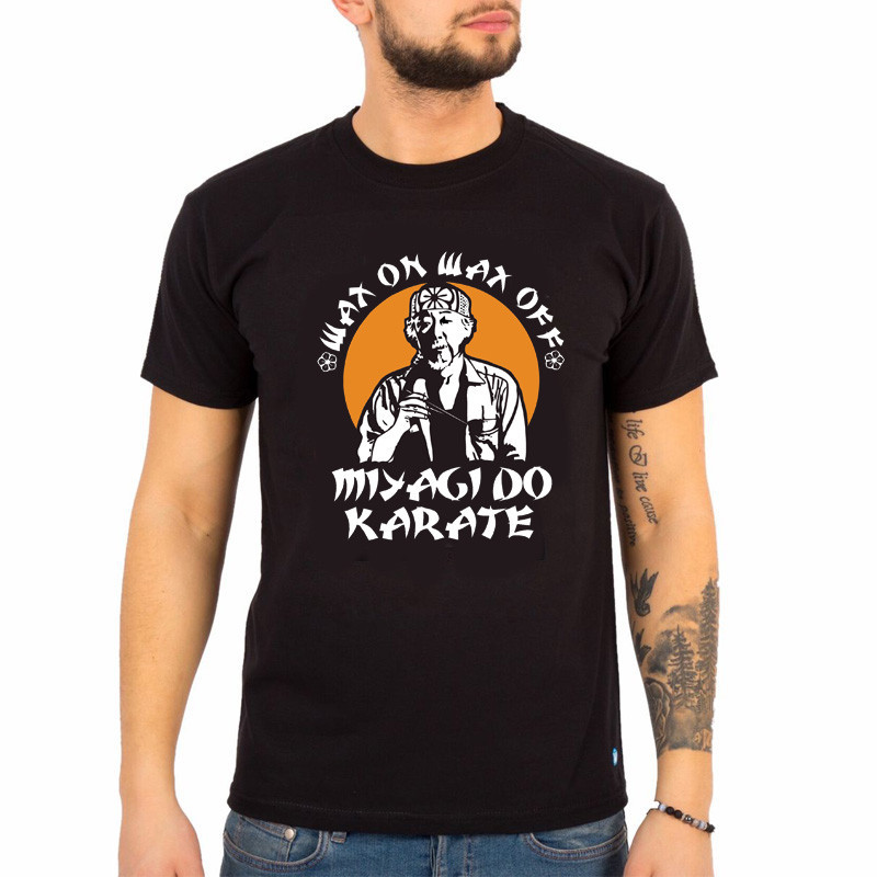 Cobra Kai Man T Miyagi Do Karate Wax On Off Individualidade Camisas Gráficas Camisetas Algodão ...