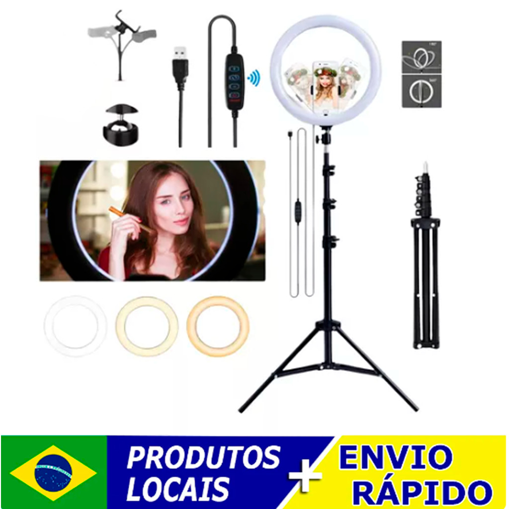 Kit Ring Light 26cm 10' Polegadas + Tripé 2.10m | Shopee Brasil