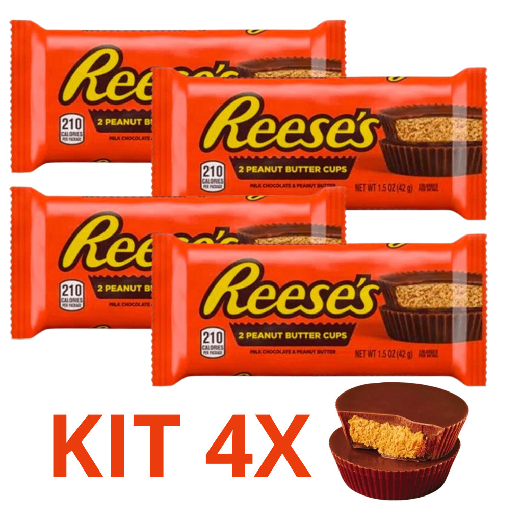 Kit 4 Reeses Two Cups Chocolate ao Leite com Manteiga Amendoim Importado dos EUA Reese's 2 Cups ...