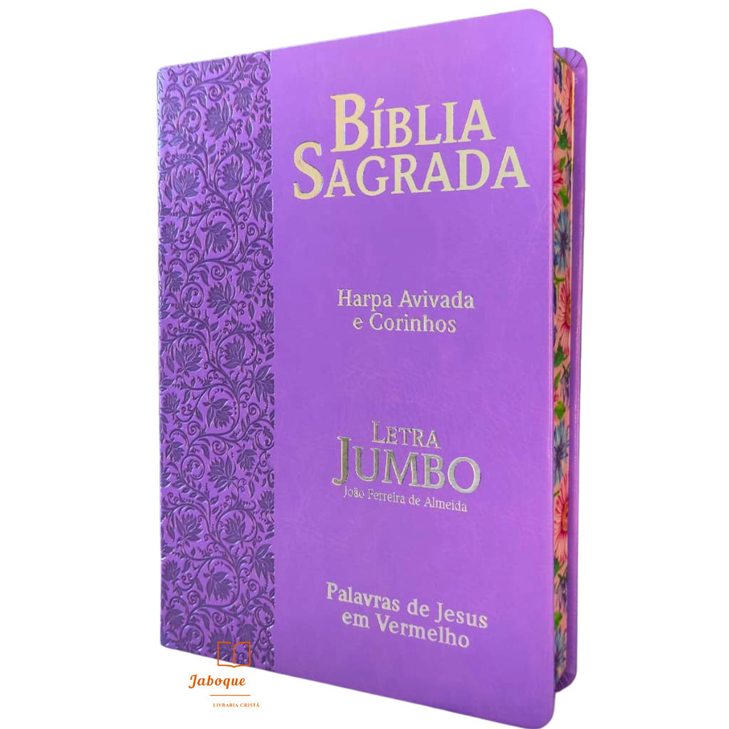 Bíblia Feminina | Letra Jumbo Gigante | Harpa Cristã | RC | Flores Lilás | Shopee Brasil