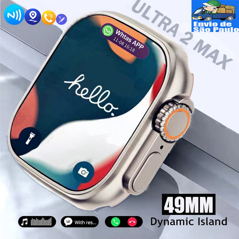 Smartwatch 9 Ultra 2 max Relógio inteligente Series 9 Bússola 2.08 Tela ...