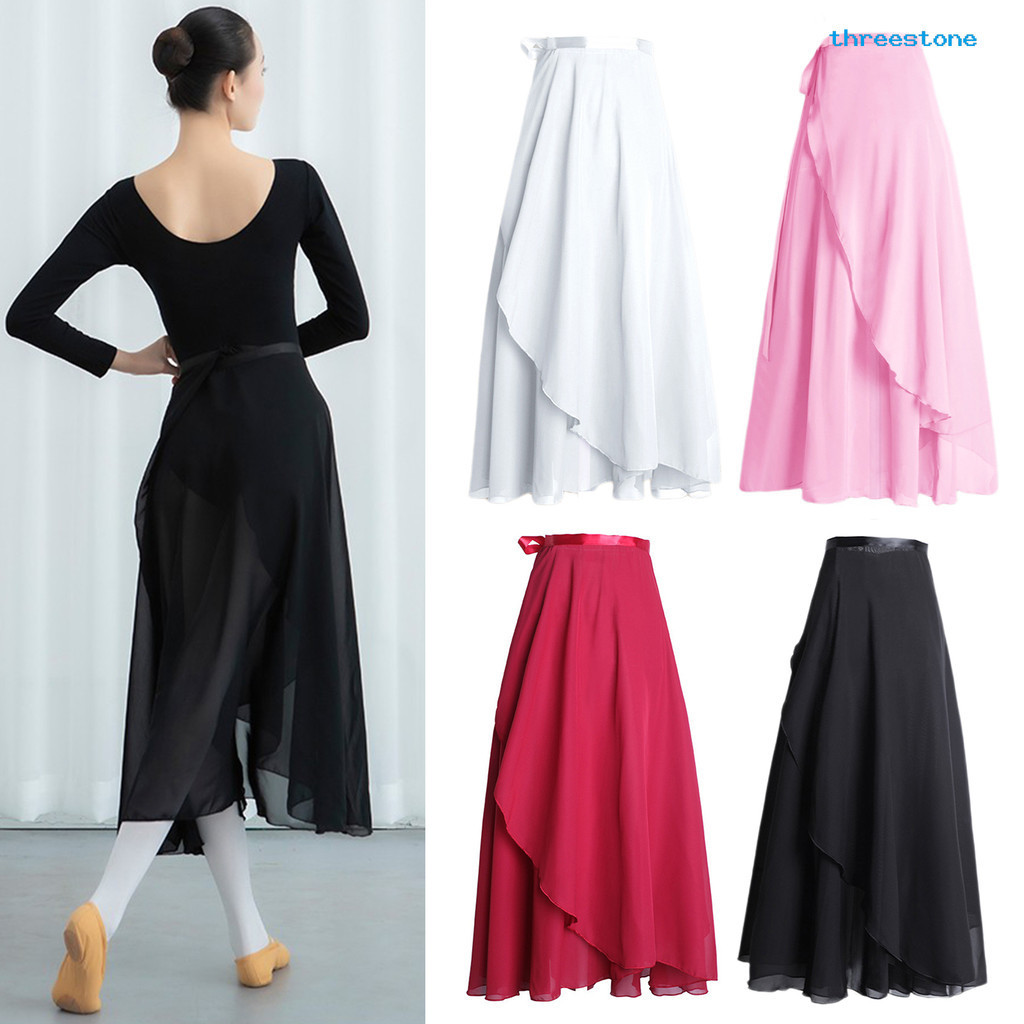 AR-Saia De Dança Feminina De Cintura Alta Malha Multicamadas Chiffon ...