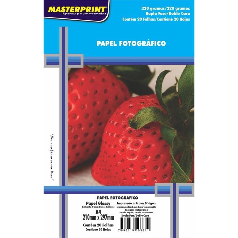 Papel fotográfico MASTERPRINT inkjet glossy Dupla Face 220gr | Shopee ...