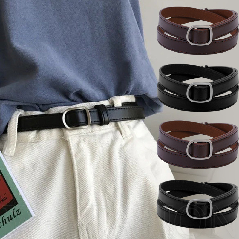 Cintos Finos Com Fivela Sem Furos-Cinto Jeans Coreano-Casual , Vintage ...