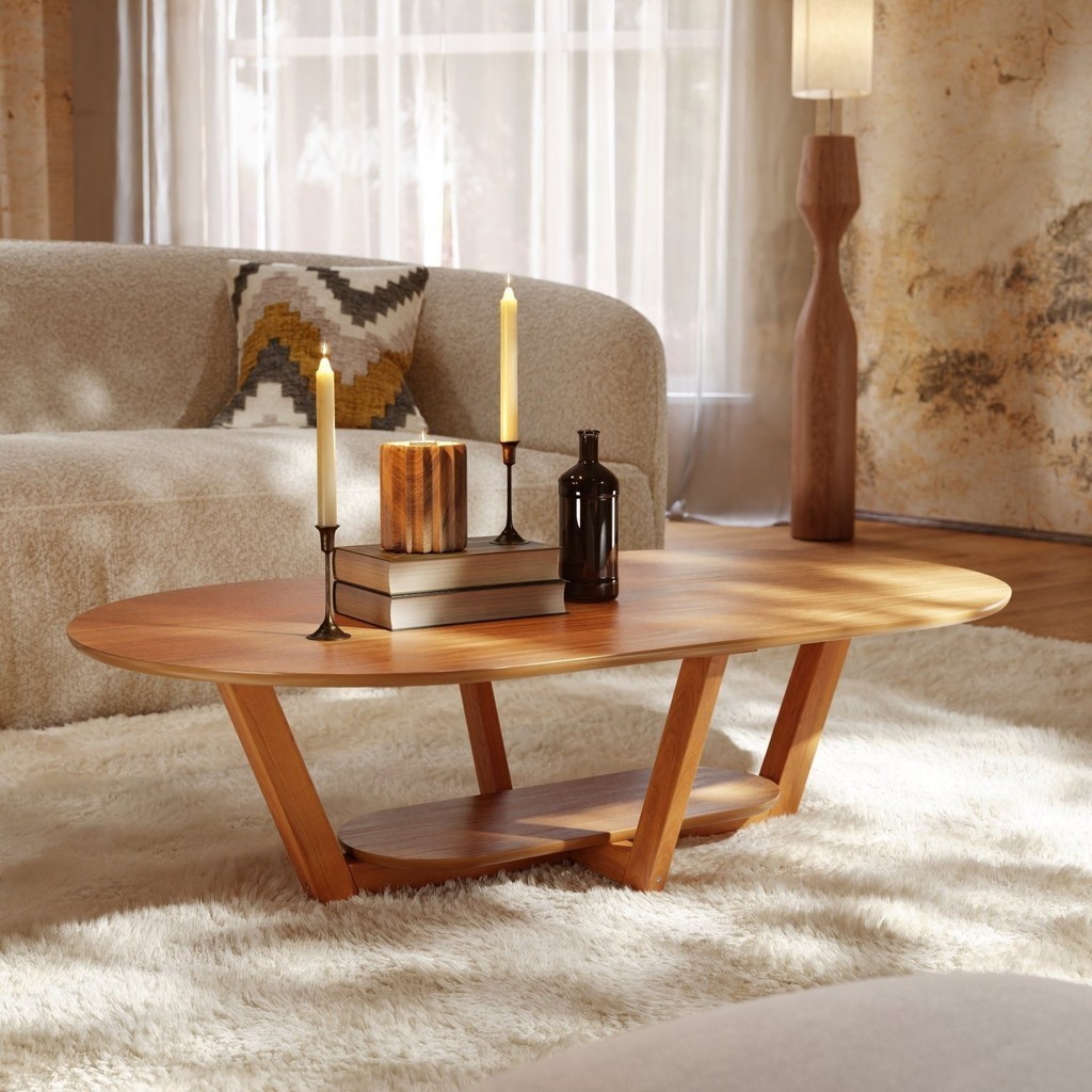 Mesa de Centro para Sala de Estar Oval Elegance Nature | Shopee Brasil