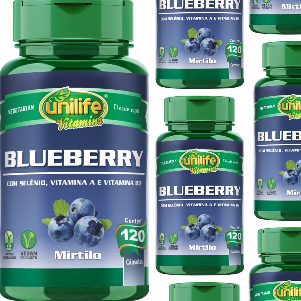 BLUEBERRY (MIRTILO) 120 CÁPSULAS SUPLEMENTO VEGANO UNILIFE | Shopee Brasil