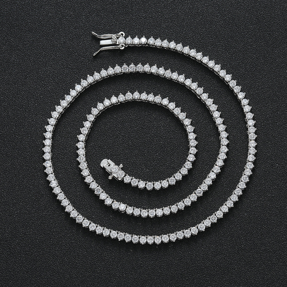 Corrente de tênis de 3 garras de 2,5mm de cobre Micro-Inlaid Zircon de ...