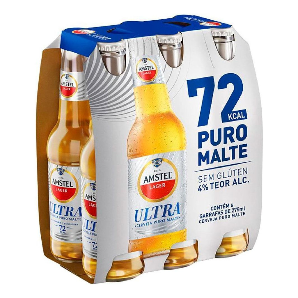 Pack com 6 Unidades – Cerveja Amstel Ultra Puro Malte 275ml 🍺 – Leve com Menos Calorias | Shopee ...