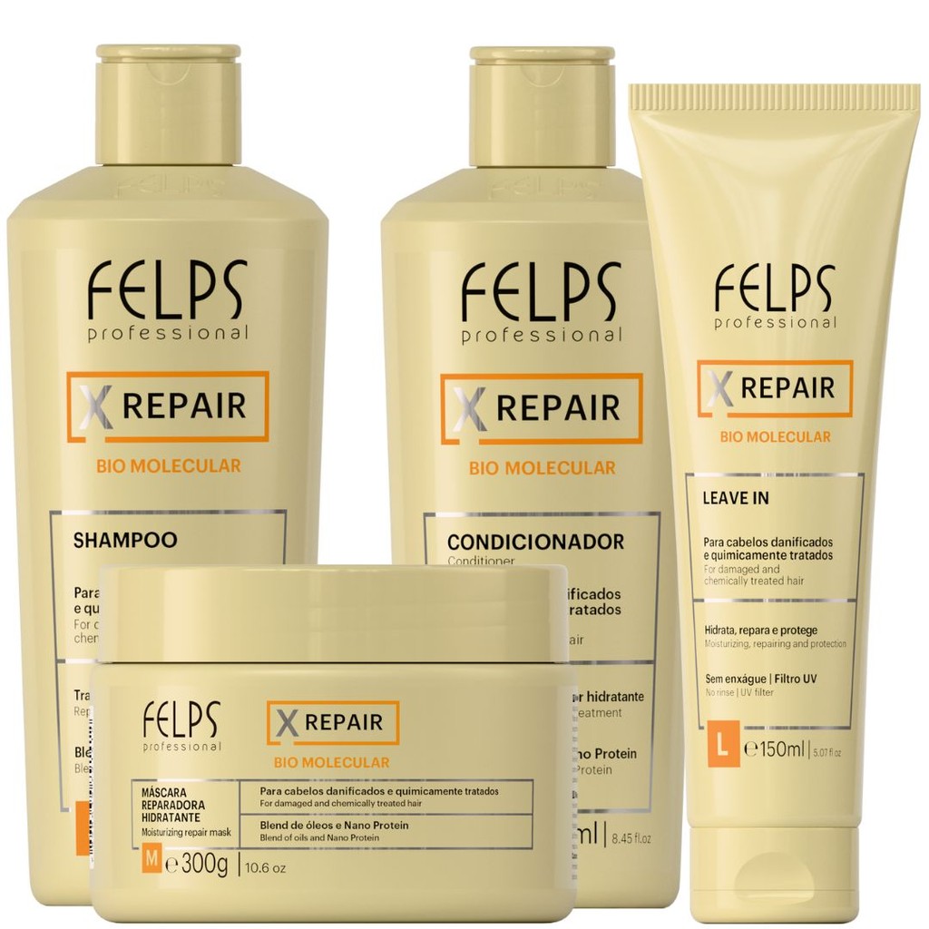 Felps Xrepair Kit Completo Para Cabelos Danificados - 4 Produtos ...