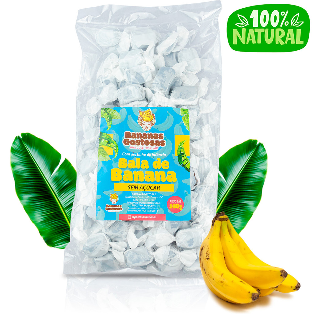 Bala de Banana Artesanal 100% Natural 500g Sem Açúcar Sem Conservantes ...