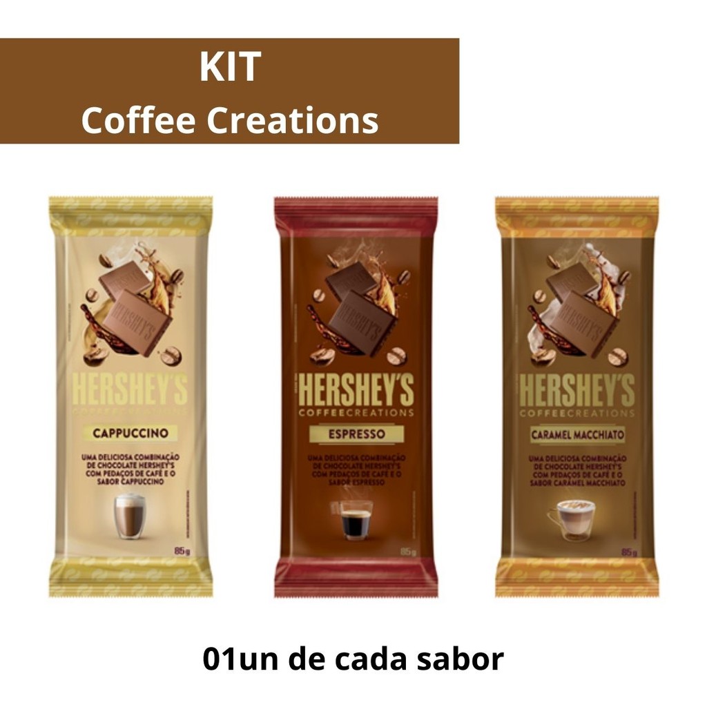 Barras Chocolate Gourmet De Café 85g Hersheys Coffee Creations - Kit 01 Barra de Cada Sabor ...