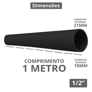 Kit 10 Unidades Conduite Eletroduto Preto de Sobrepor 1/2 Polegada ...