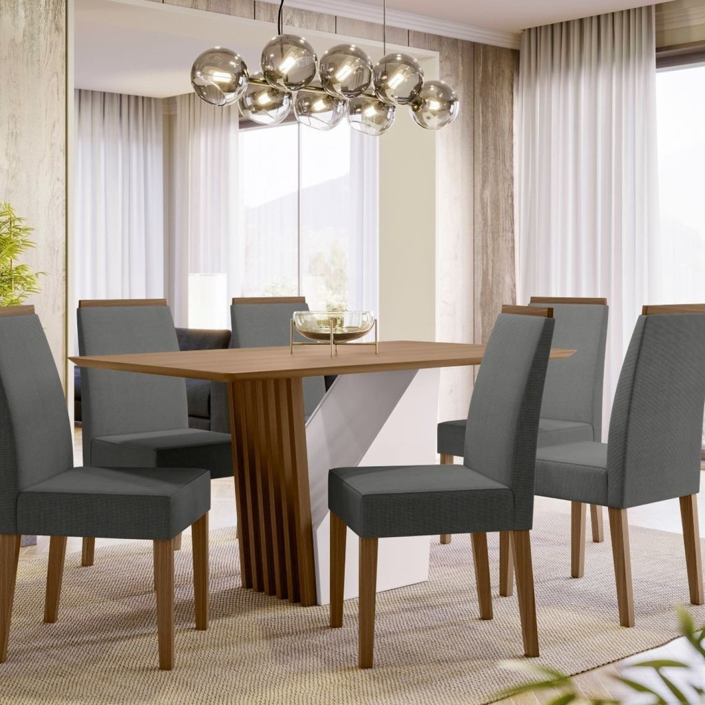 Conjunto Sala de Jantar Mesa Veneza 160x90cm com 6 Cadeiras Veneza ...