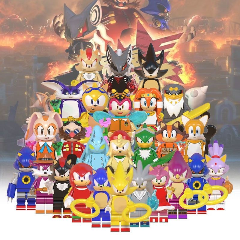 Compatível com Lego Block Anime Sonic Boy Shadow Sonic Egg Head Dr ...