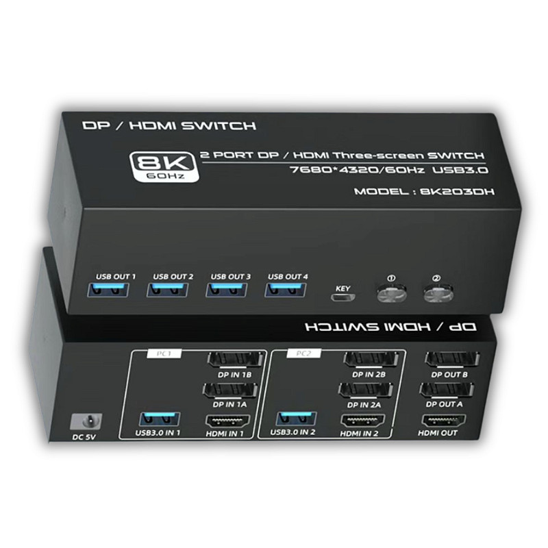 KVM Switch 2 Portas Para 3 telas DisplayPort e HDMI | Shopee Brasil